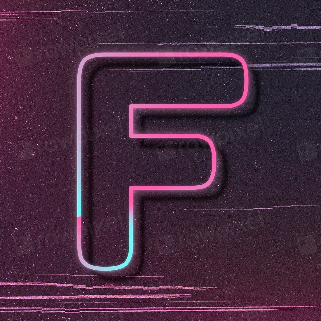 Capital letter F psd neon | Premium PSD - rawpixel