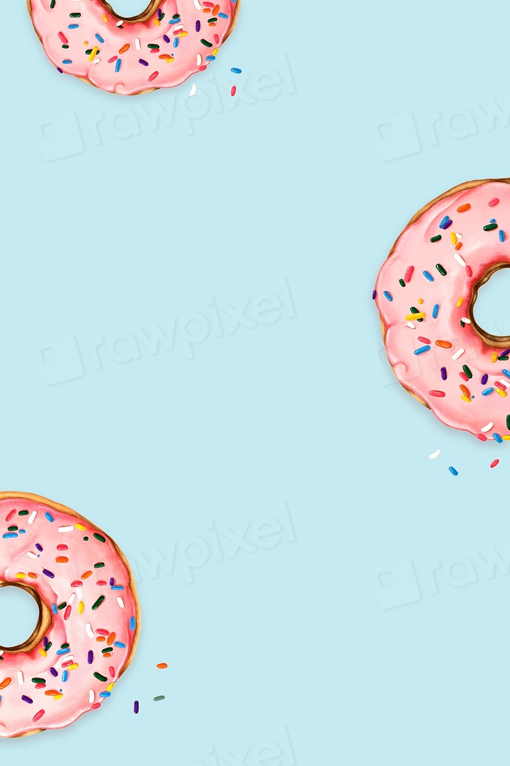 Hand drawn pink donuts blue | Premium PSD - rawpixel