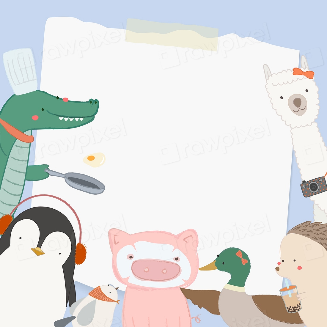 Cute animals blank white paper | Premium Vector - rawpixel
