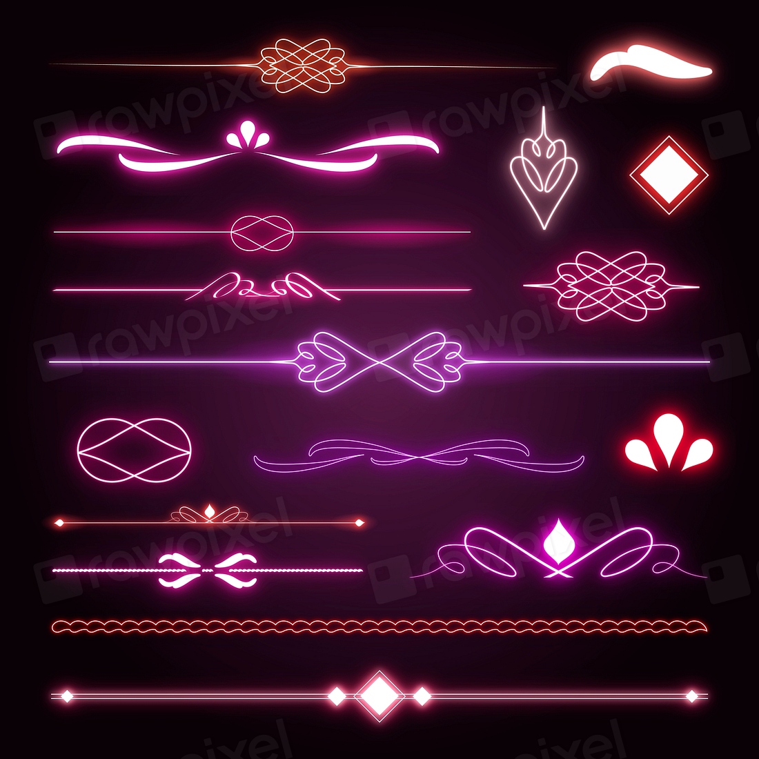 Vintage neon divider element collection | Premium Vector - rawpixel