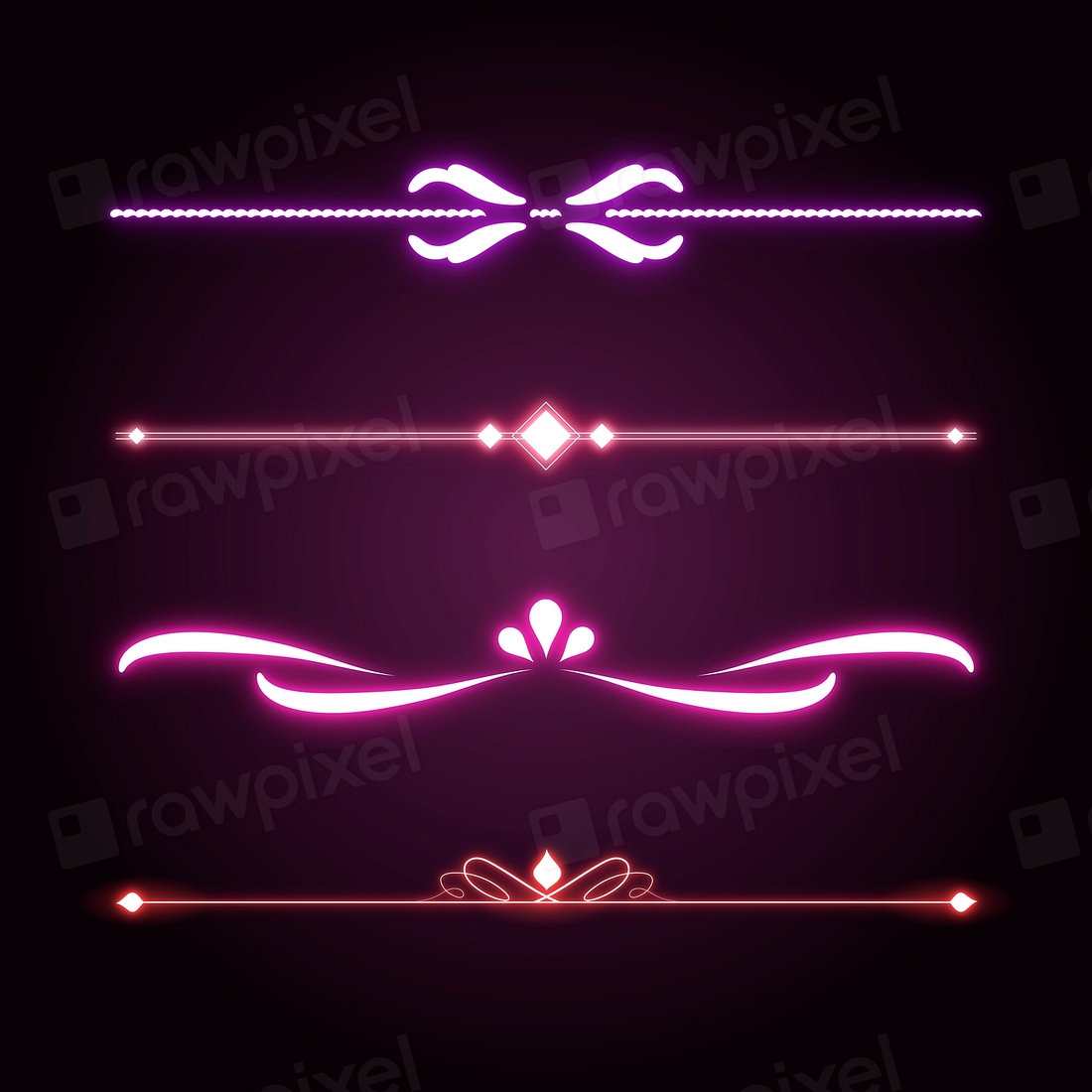 Vintage neon divider element collection | Premium PSD - rawpixel