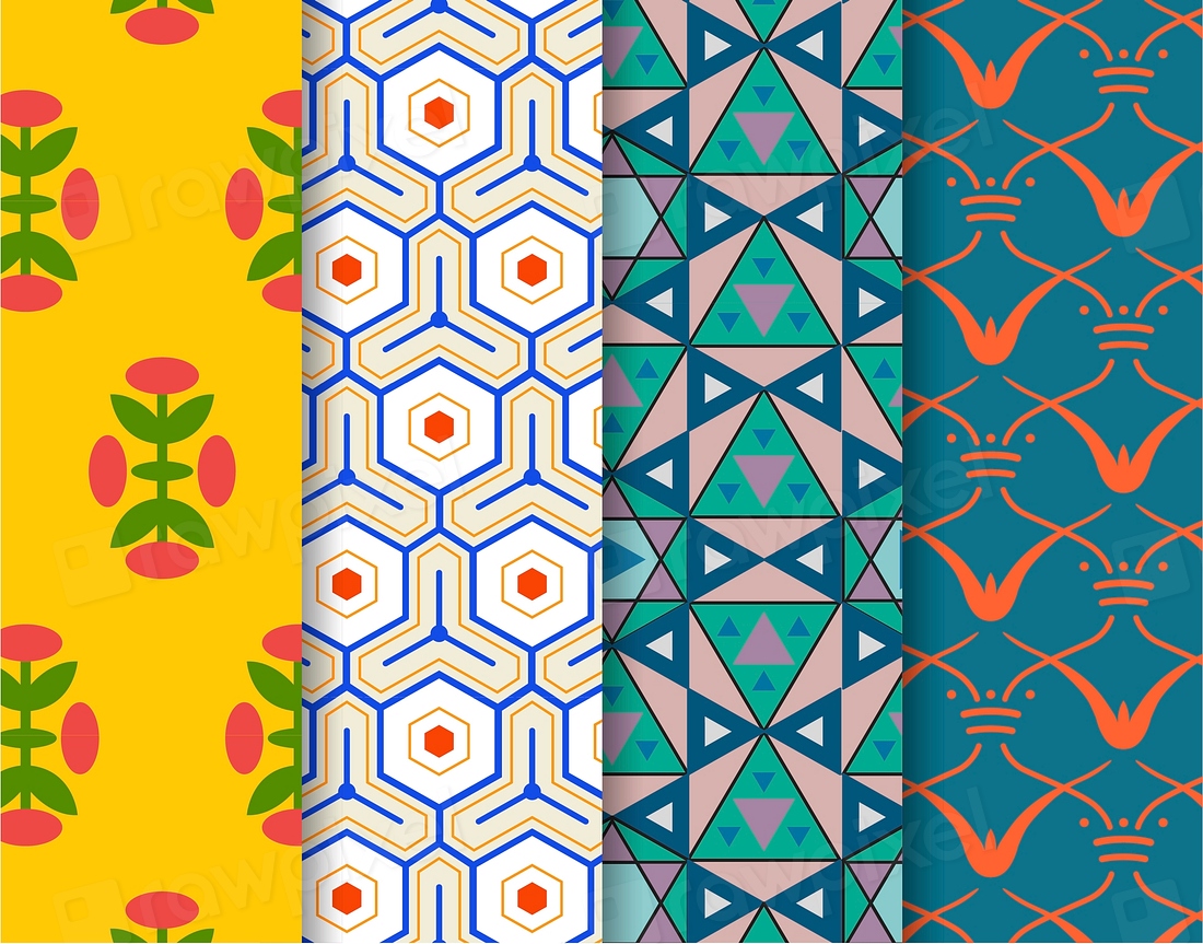 Set of 4 vintage patterns | Free Vector - rawpixel