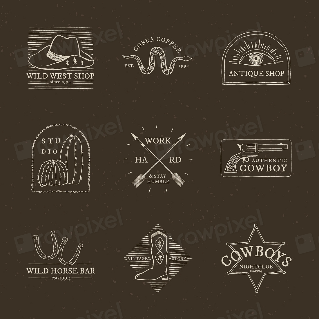 Cowboy themed logo psd collection | Premium PSD - rawpixel