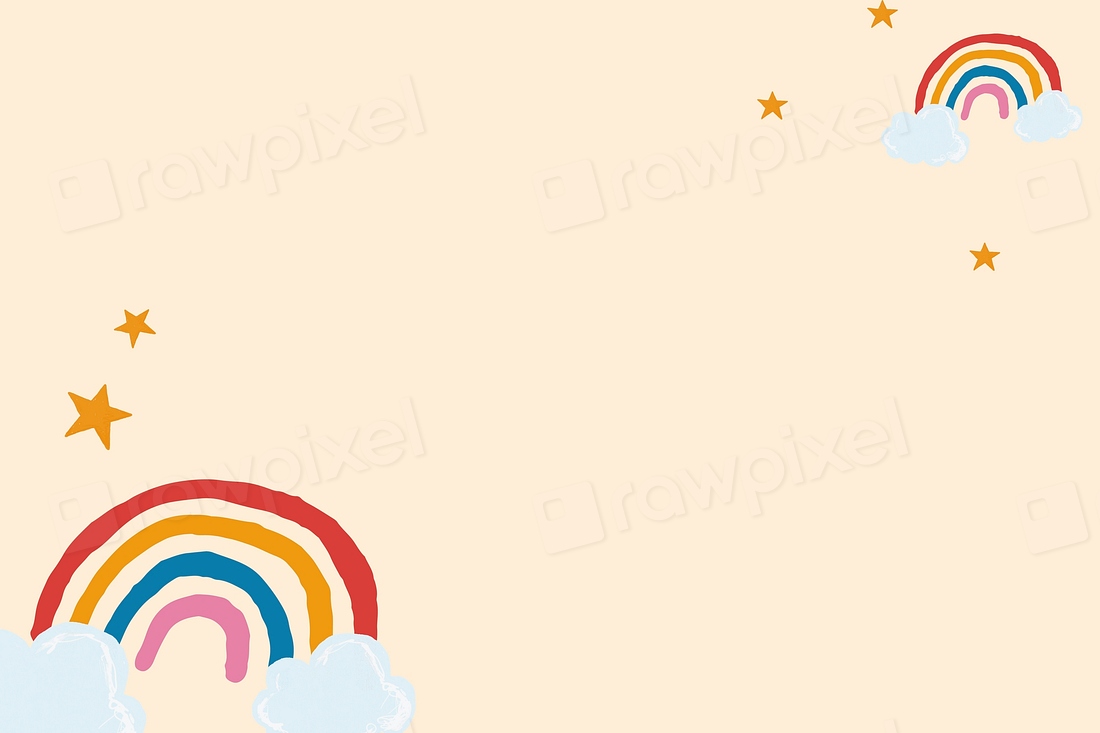 Cute rainbow frame vector beige | Premium Vector - rawpixel