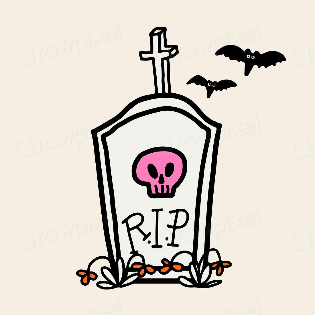 Tombstone halloween sticker vector cartoon | Premium Vector ...