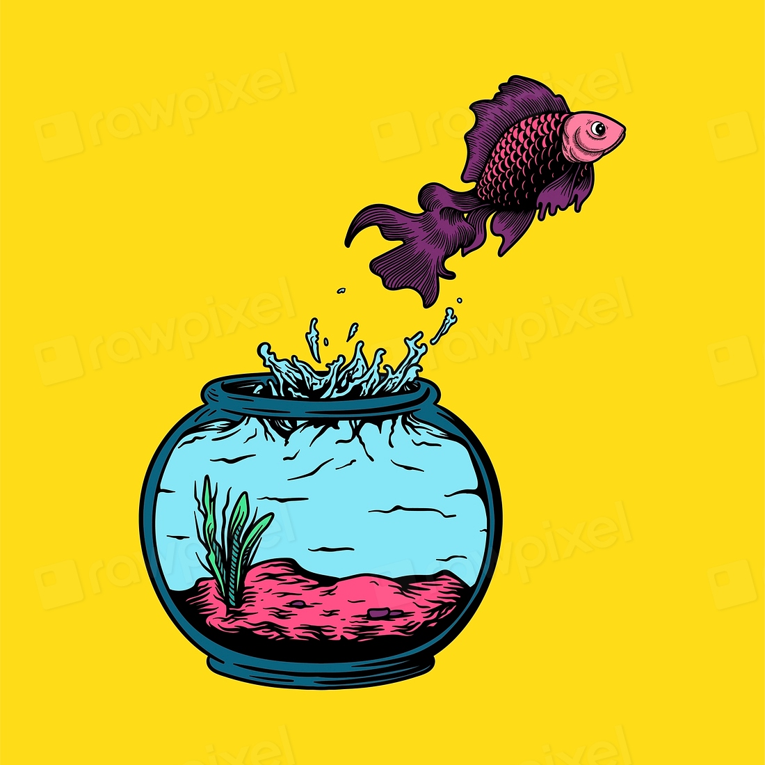 Pet fish jumping fish tank | Premium Photo Illustration - rawpixel