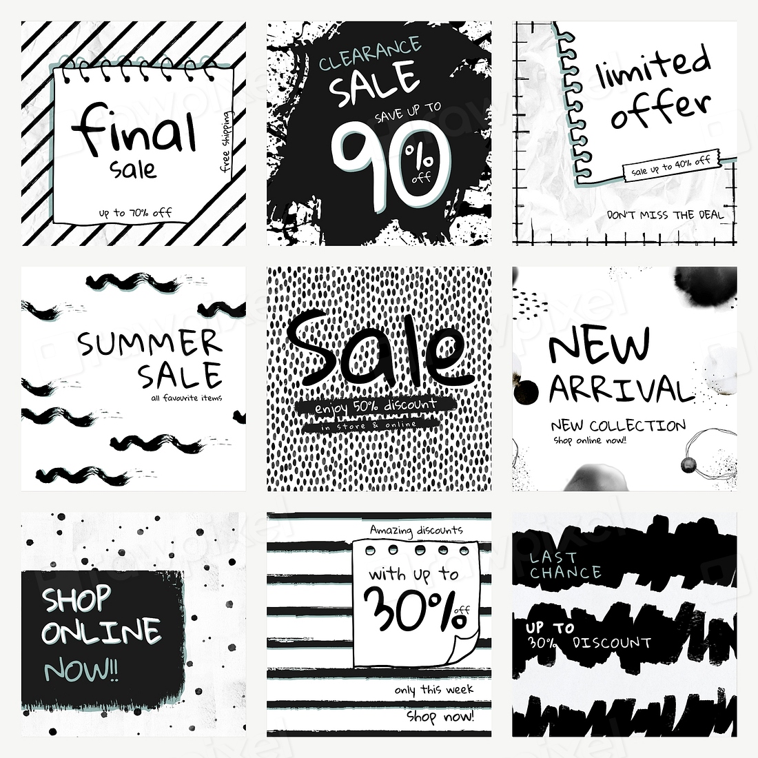 Editable sale template vector ink | Premium Vector - rawpixel