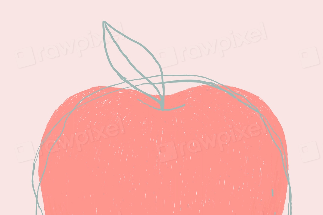 Fruit doodle pink apple psd | Free PSD - rawpixel