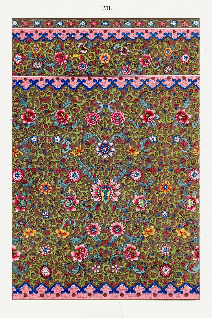 Colorful floral pattern, Examples Chinese | Free Photo Illustration ...