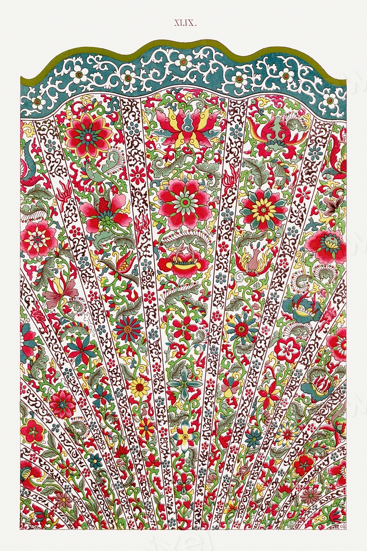 Pink flower pattern, Examples Chinese | Free Photo Illustration - rawpixel