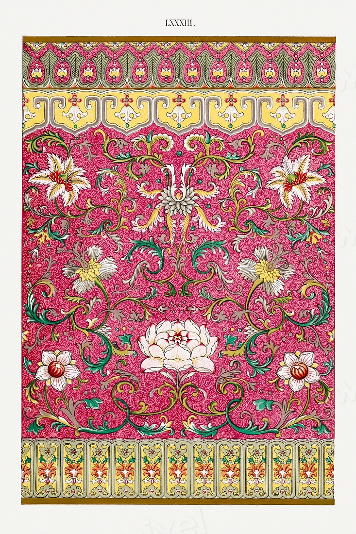 Pink floral pattern, Examples Chinese | Free Photo Illustration - rawpixel