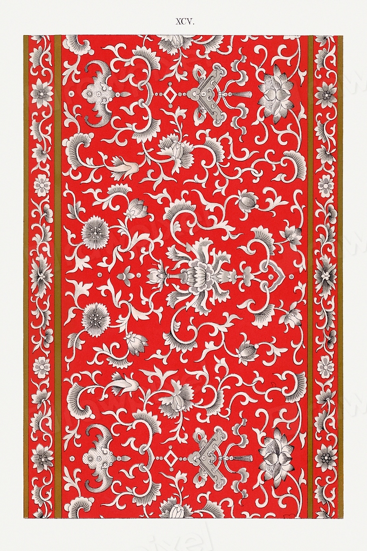 Red floral pattern, Examples Chinese | Free Photo - rawpixel