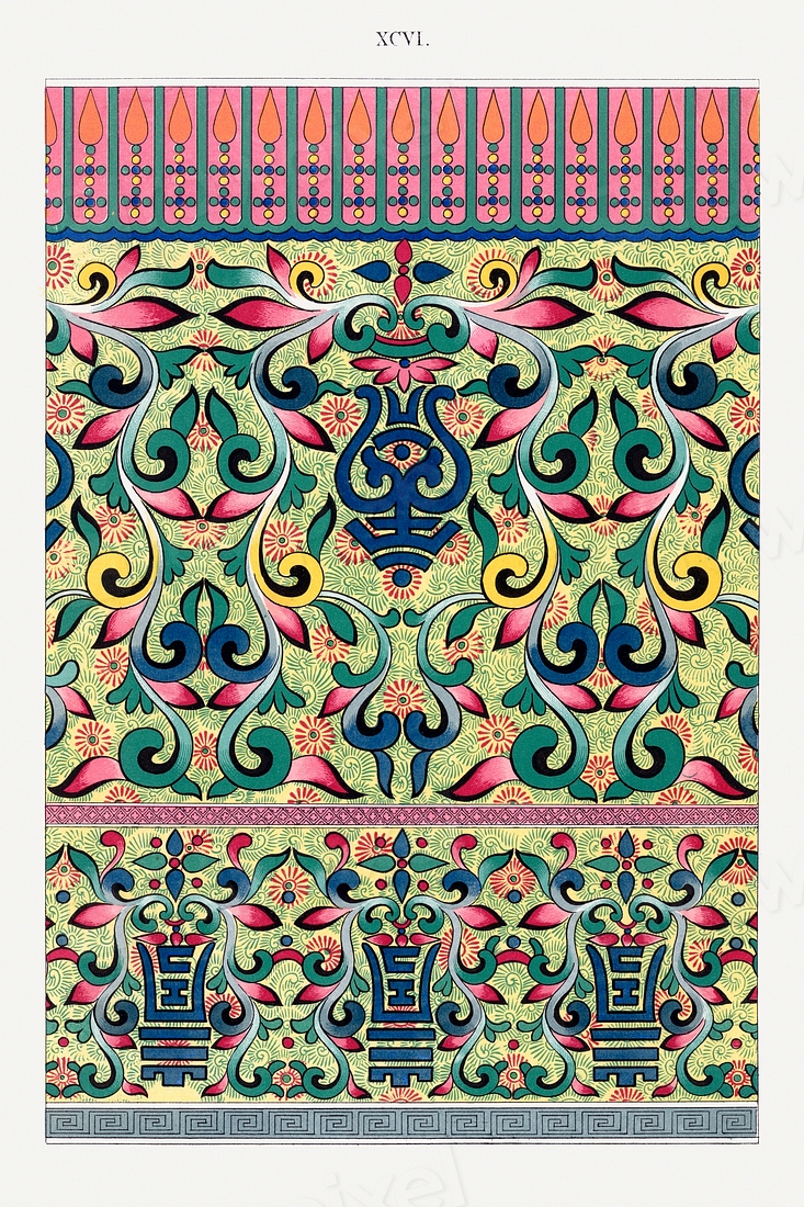 Colorful flower pattern, Examples Chinese | Free Photo - rawpixel