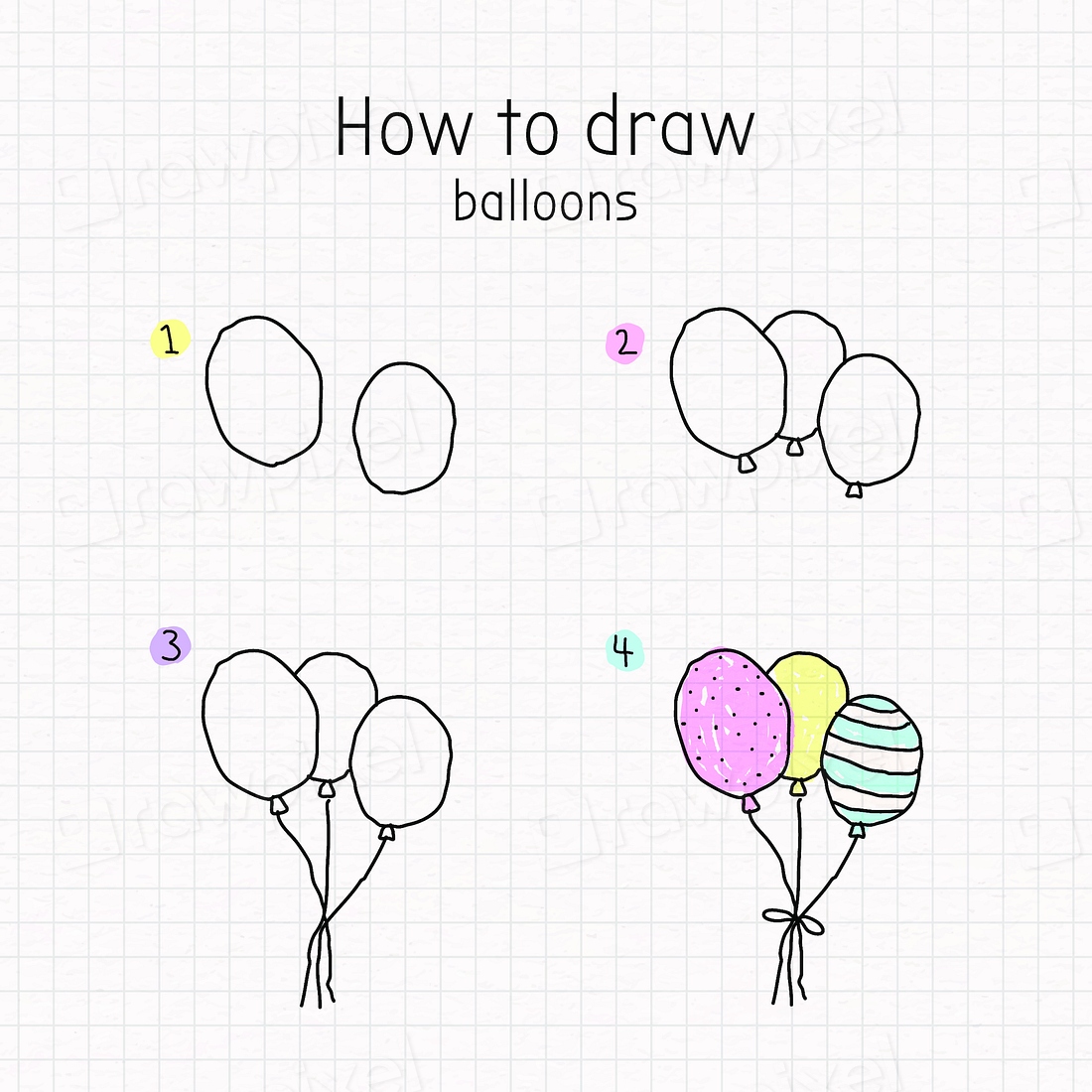 How draw balloons doodle tutorial | Free Vector - rawpixel