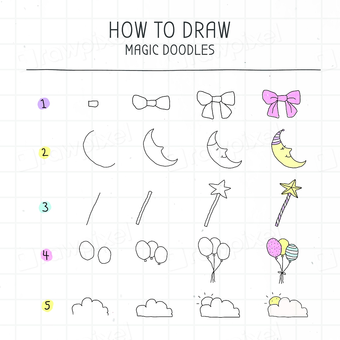 How draw magic doodles tutorial | Premium Vector - rawpixel