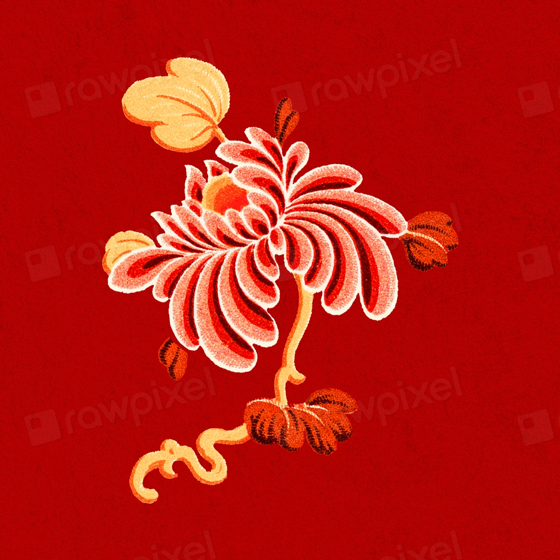 Gold red Chinese art flower | Premium Photo - rawpixel