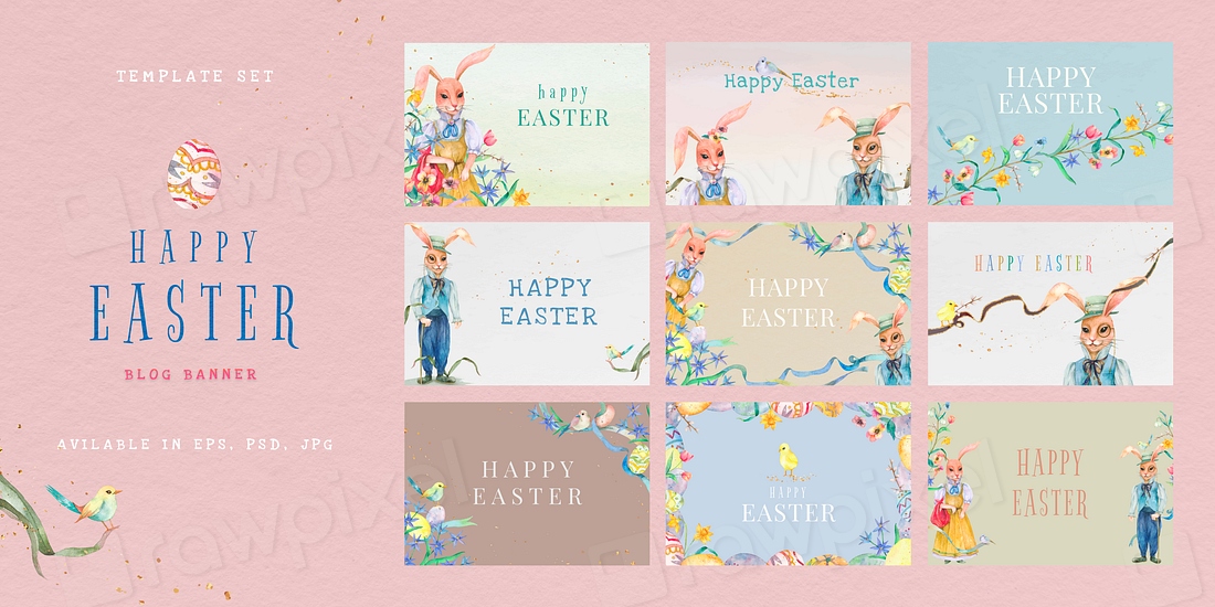 Editable Happy Easter templates psd | Premium PSD - rawpixel