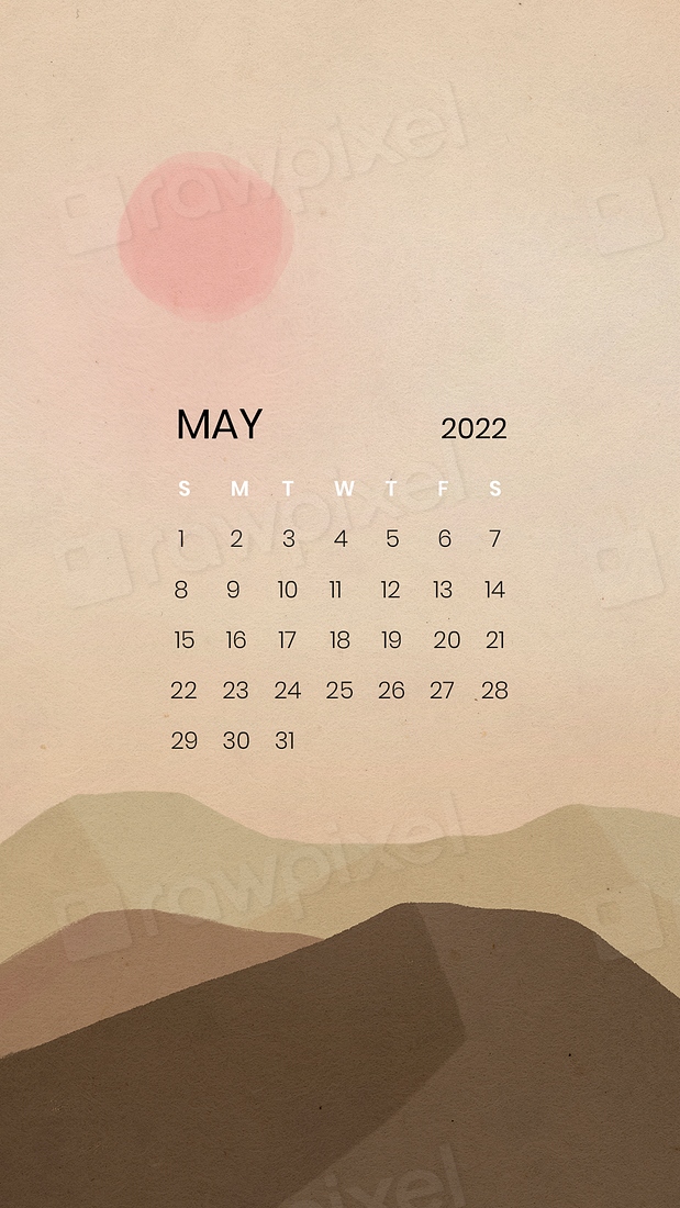 Sunset mountain abstract May monthly | Premium PSD - rawpixel