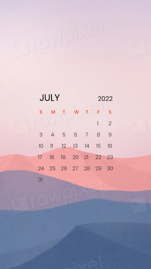 Mountain July monthly calendar iPhone | Premium PSD - rawpixel