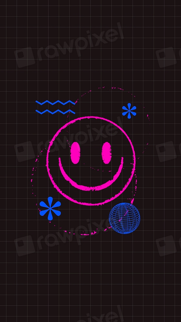 Smiley face mobile wallpaper, neon | Free Photo - rawpixel