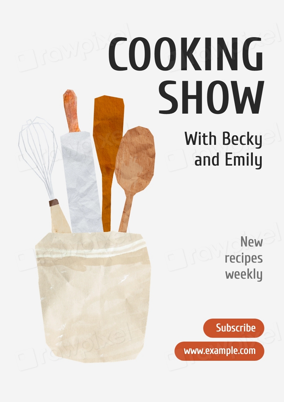 Cooking show poster template, editable | Premium Editable Template ...