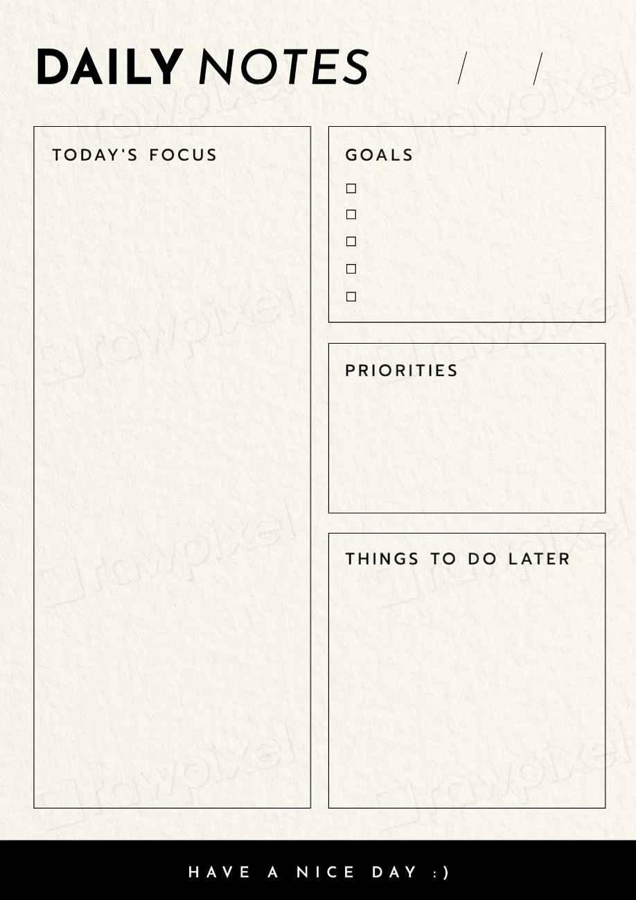 Daily notes template | Premium Editable Template - rawpixel