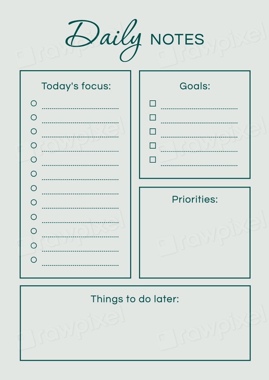 Daily notes template | Premium Editable Template - rawpixel