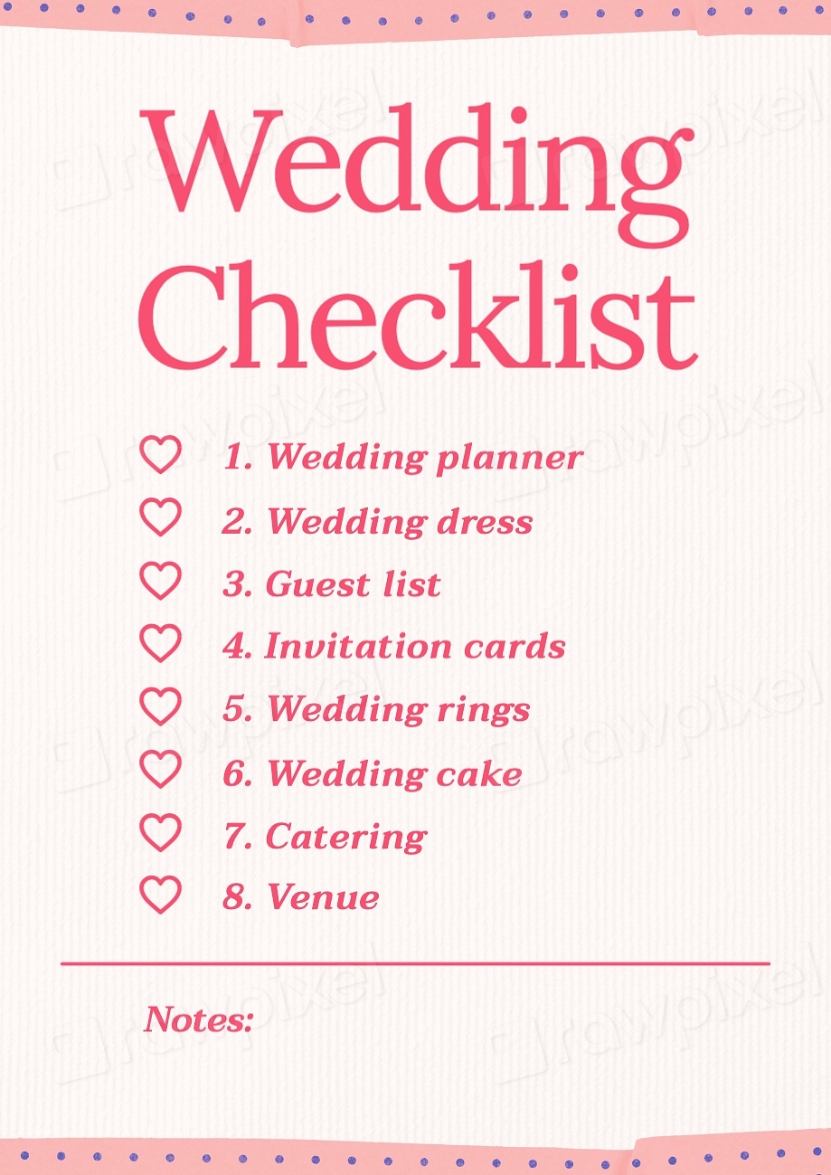 Wedding checklist template | Free Editable Template - rawpixel