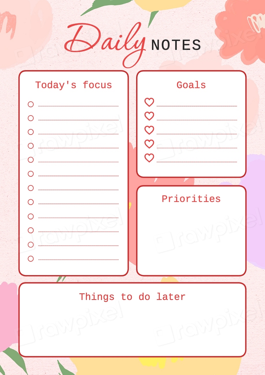Daily notes template | Premium Editable Template - rawpixel