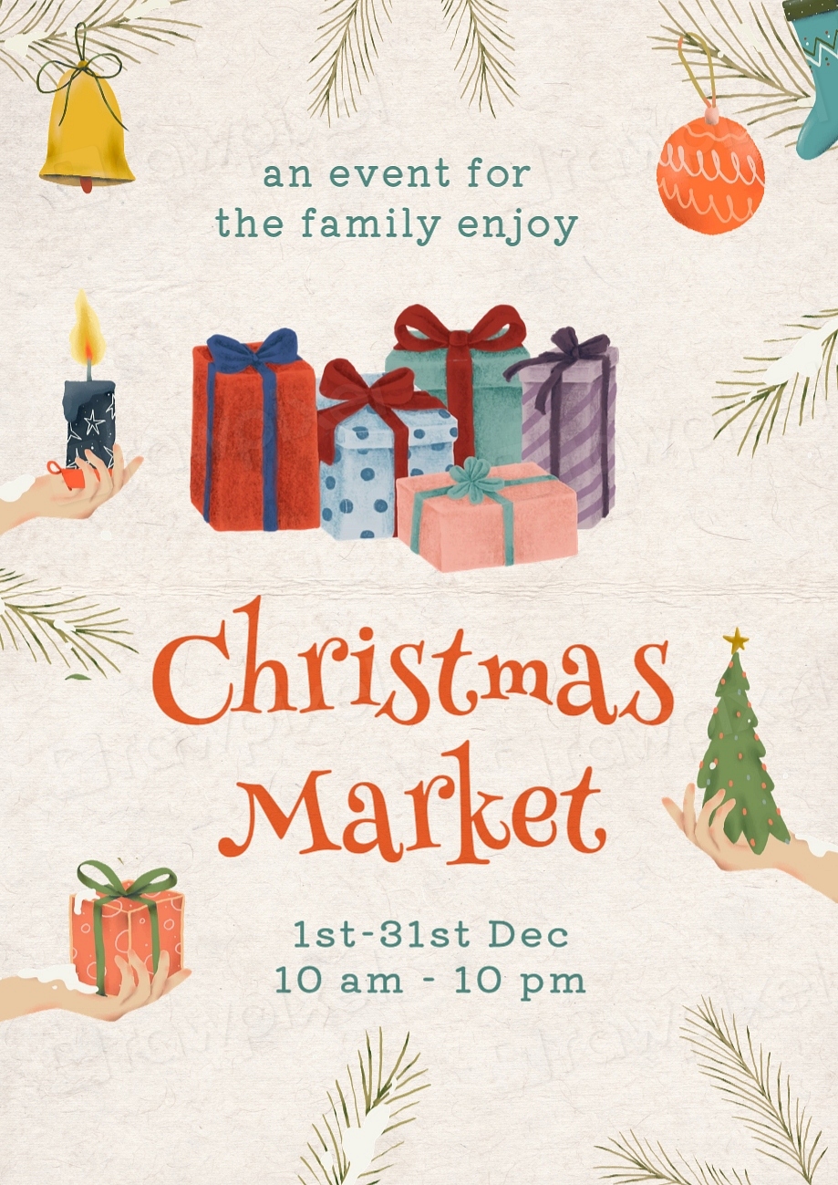 Christmas market poster template, editable | Free Editable Template ...