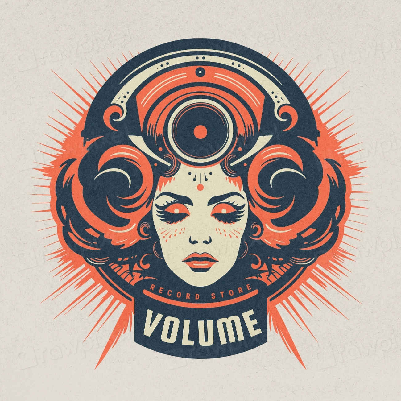 Record store vintage logo template | Free Logo Maker - rawpixel