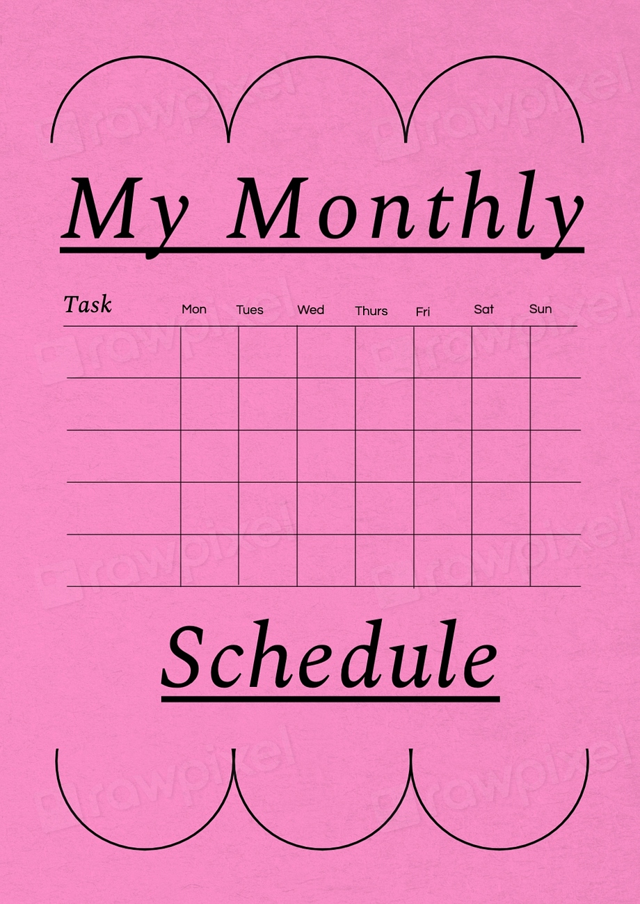 Monthly schedule planner template, editable | Free Editable Template ...