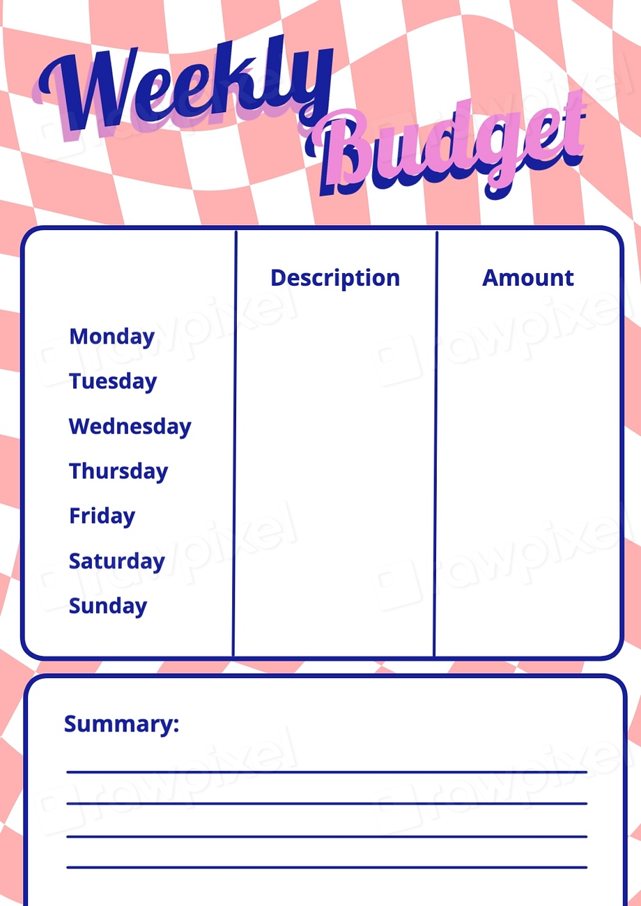 Weekly budget planner template, editable | Free Editable Template ...