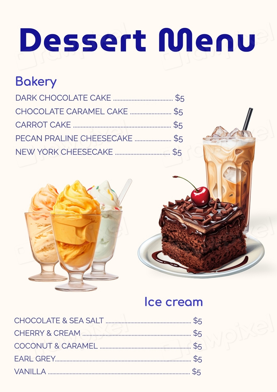 Dessert menu template | Premium Editable Template - rawpixel