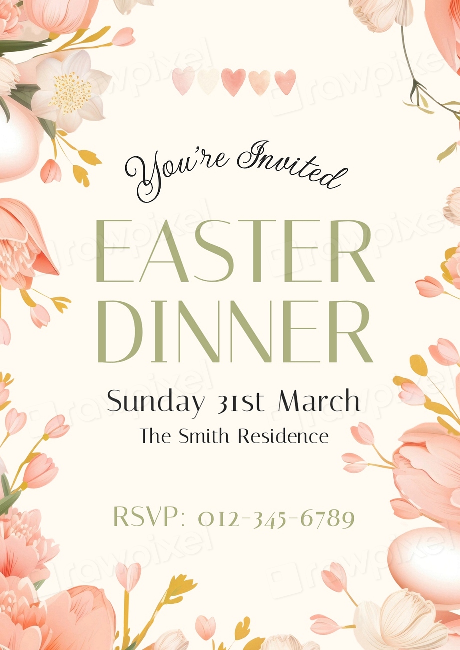 Easter dinner invitation poster template | Premium Editable Template ...