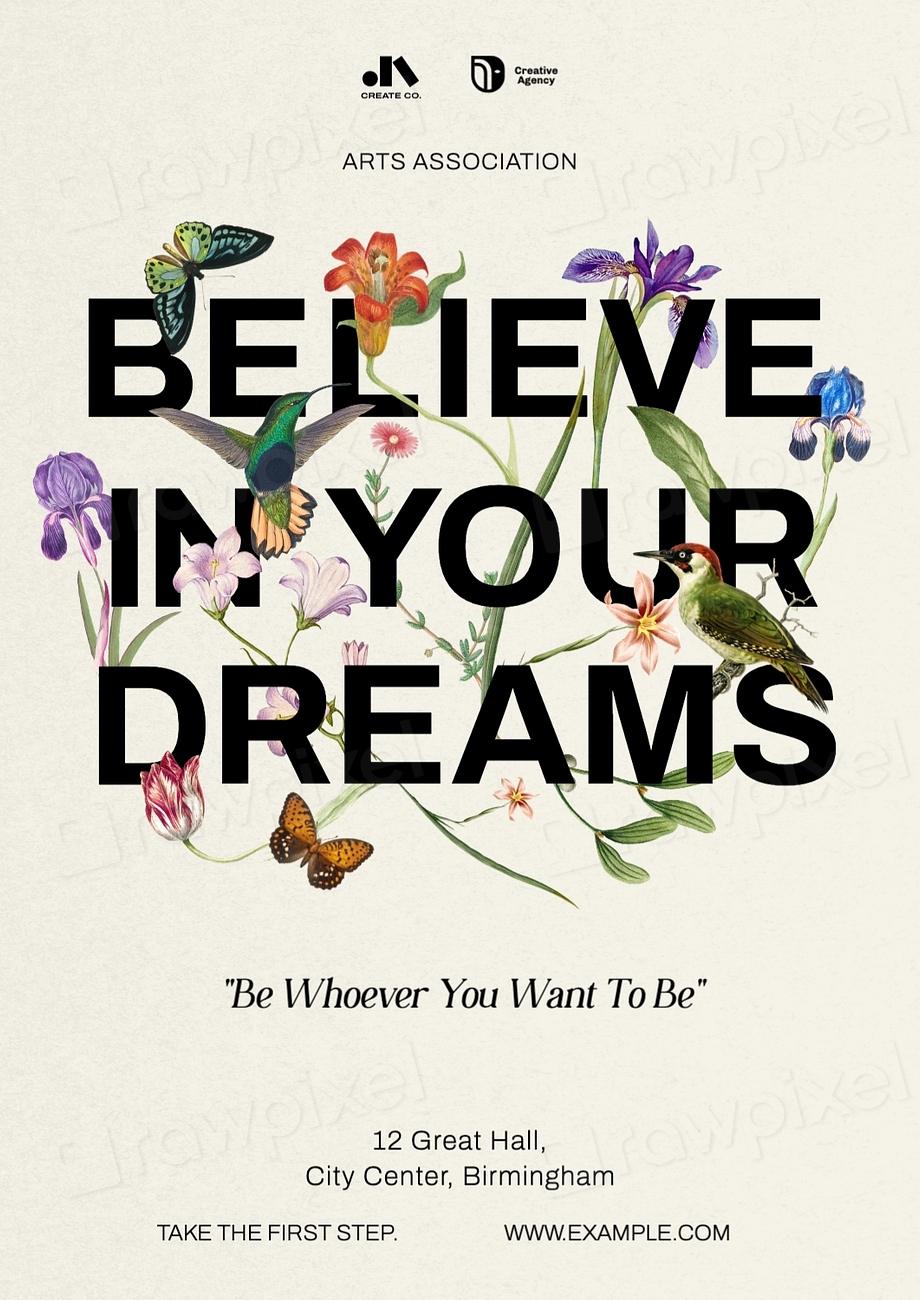 Dream quote poster template, editable | Premium Editable Template ...