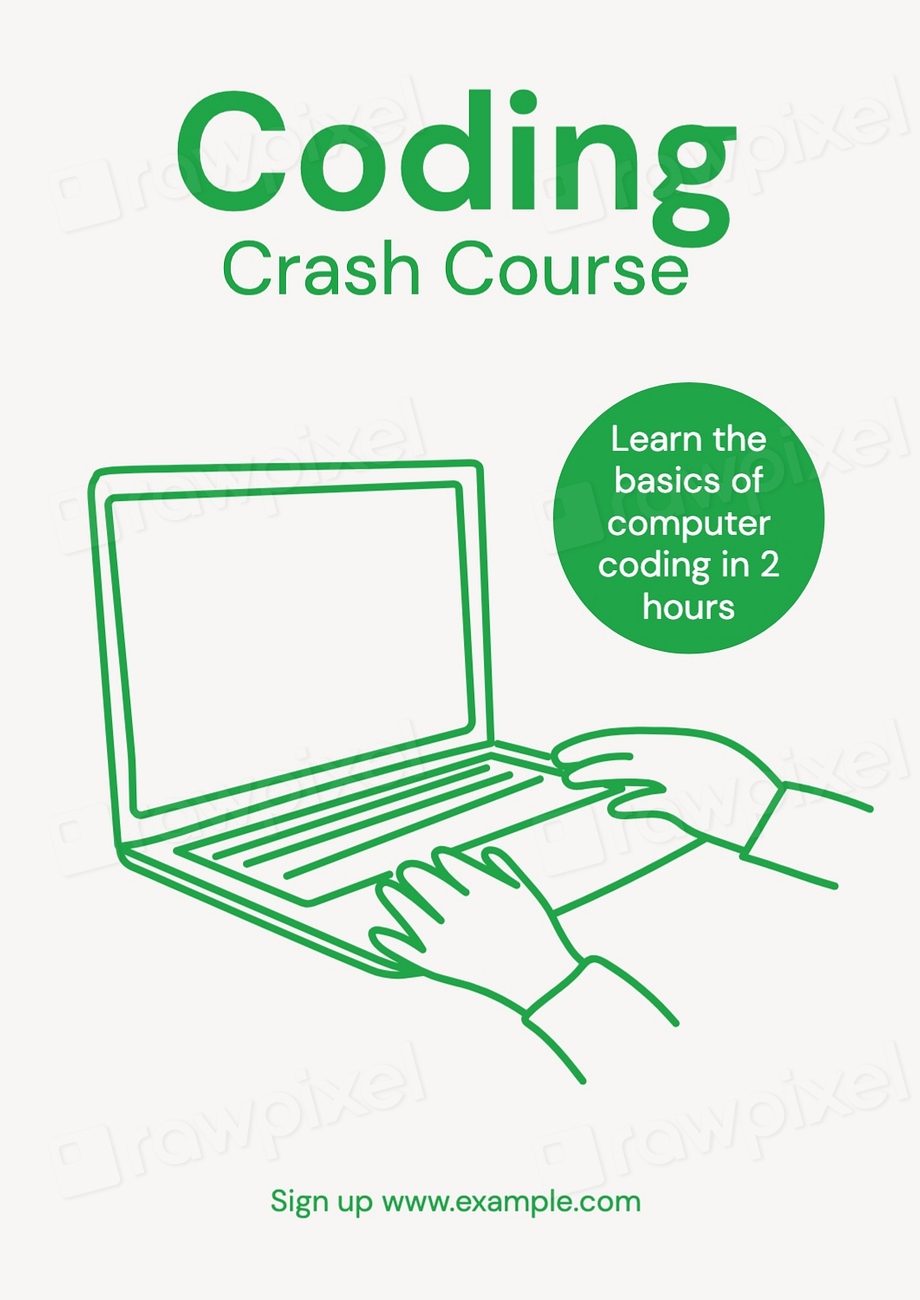 Coding crash course poster template | Premium Editable Template - rawpixel