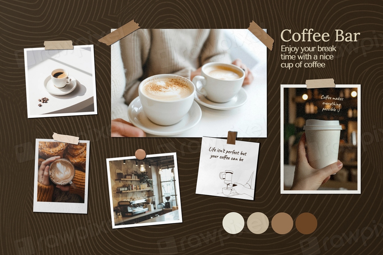 Aesthetic cafe mood board mockup | Free Moodboard Maker - rawpixel