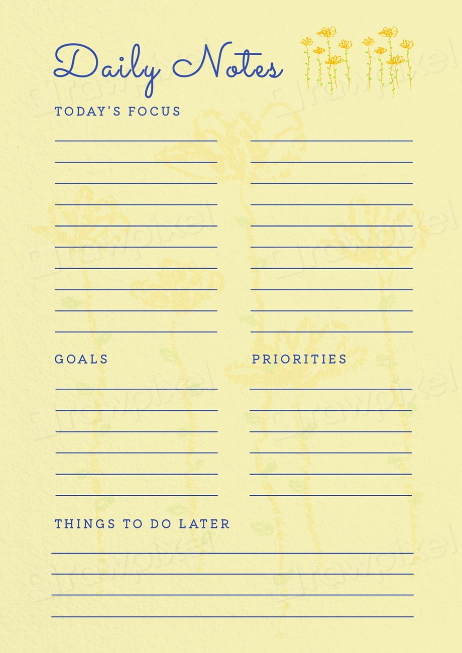 Daily notes planner template | Premium Editable Template - rawpixel