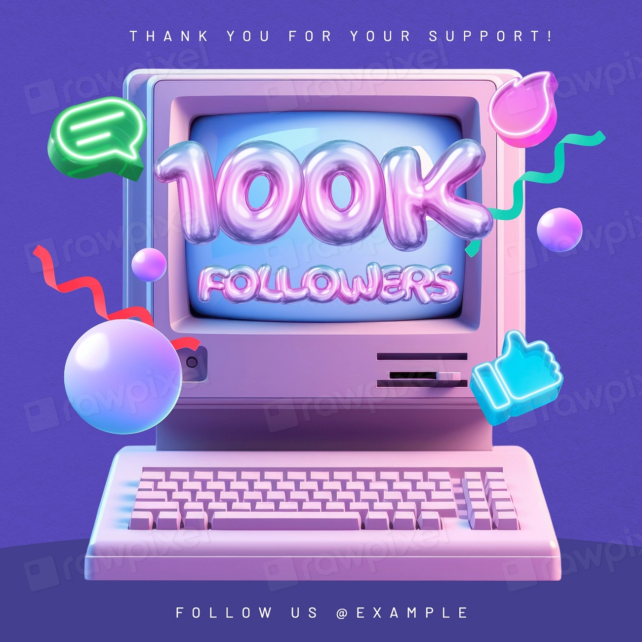 100k followers Instagram post template | Free Editable Template - rawpixel