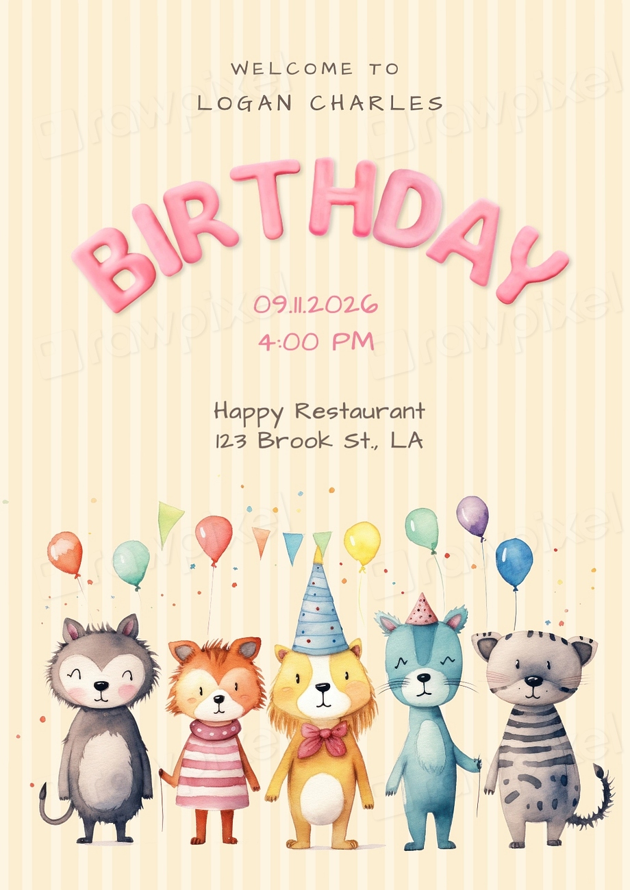 Birthday invitation template | Premium Editable Template - rawpixel