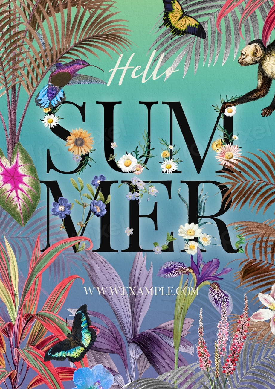Hello summer poster template | Premium Editable Template - rawpixel