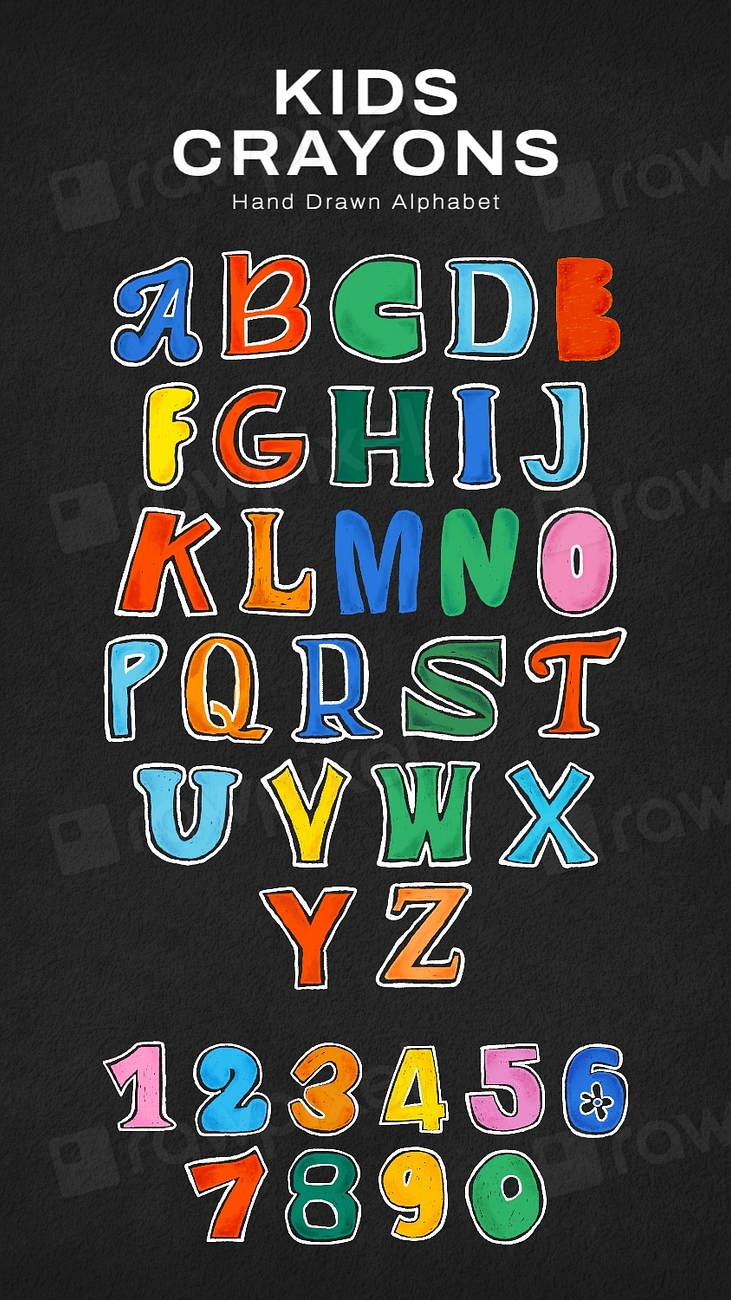 Kids crayon hand drawn alphabet | Premium Editable Design - rawpixel
