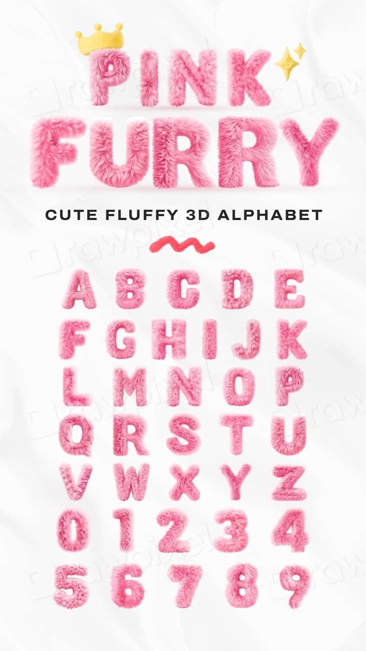 Cute pink furry 3D fluffy | Premium Editable Design - rawpixel
