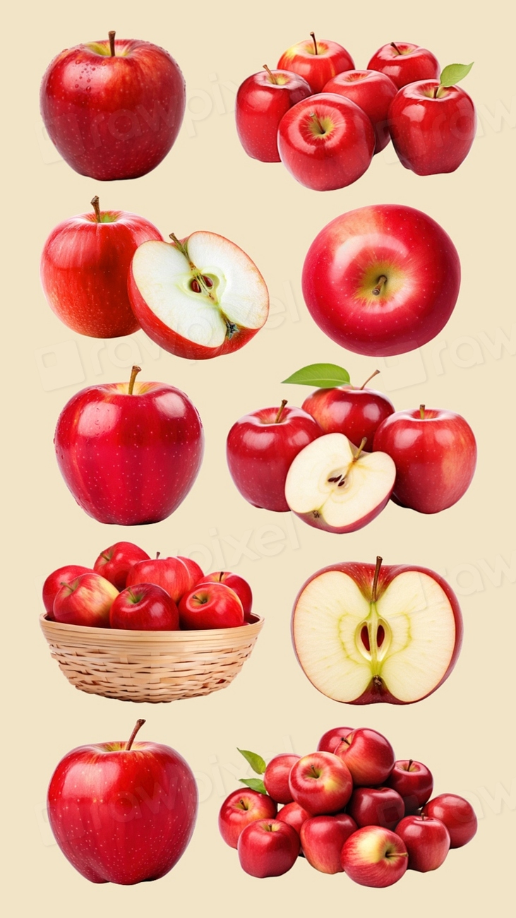Red apple element set remix | Premium Editable Design - rawpixel