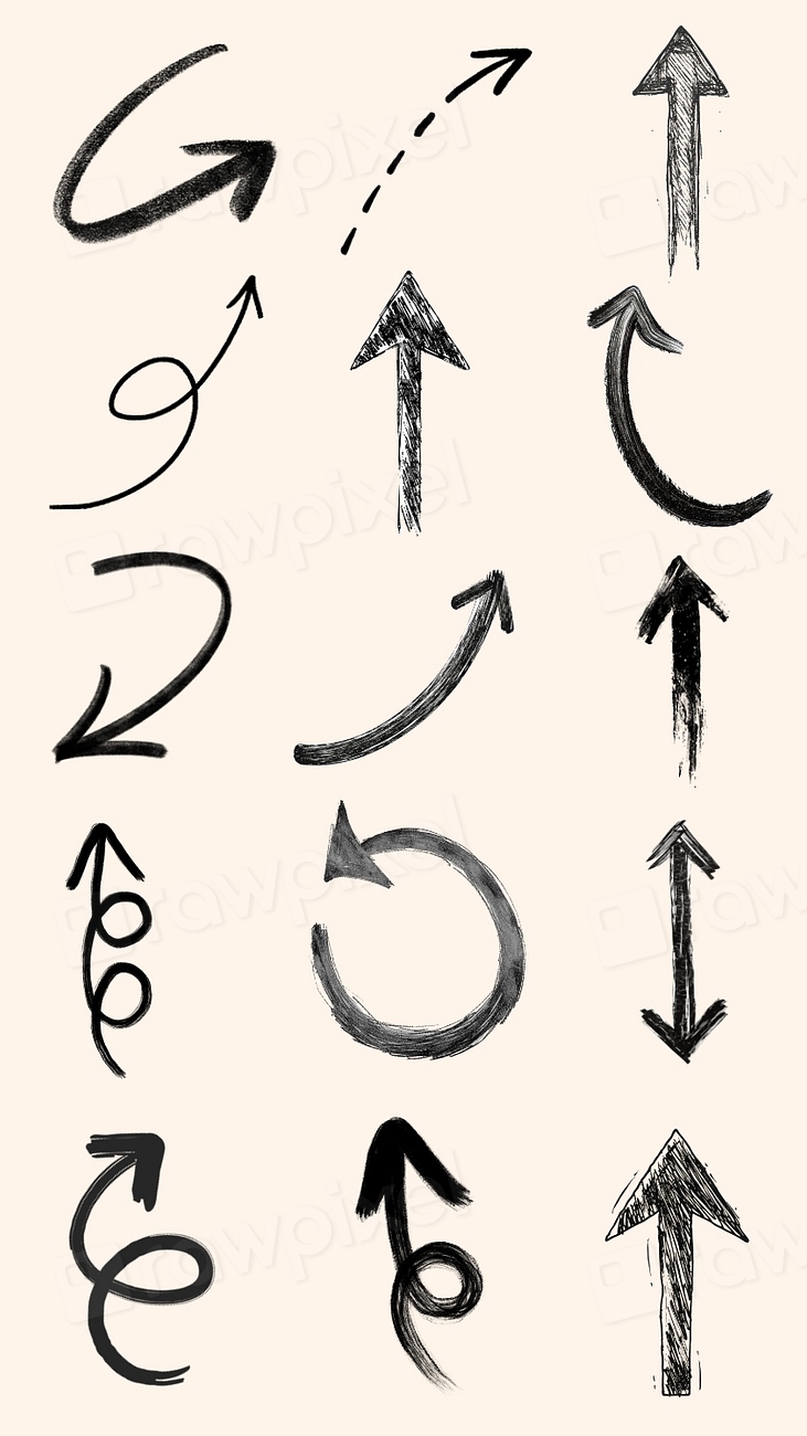 Black doodle arrow element set | Premium Editable Design - rawpixel