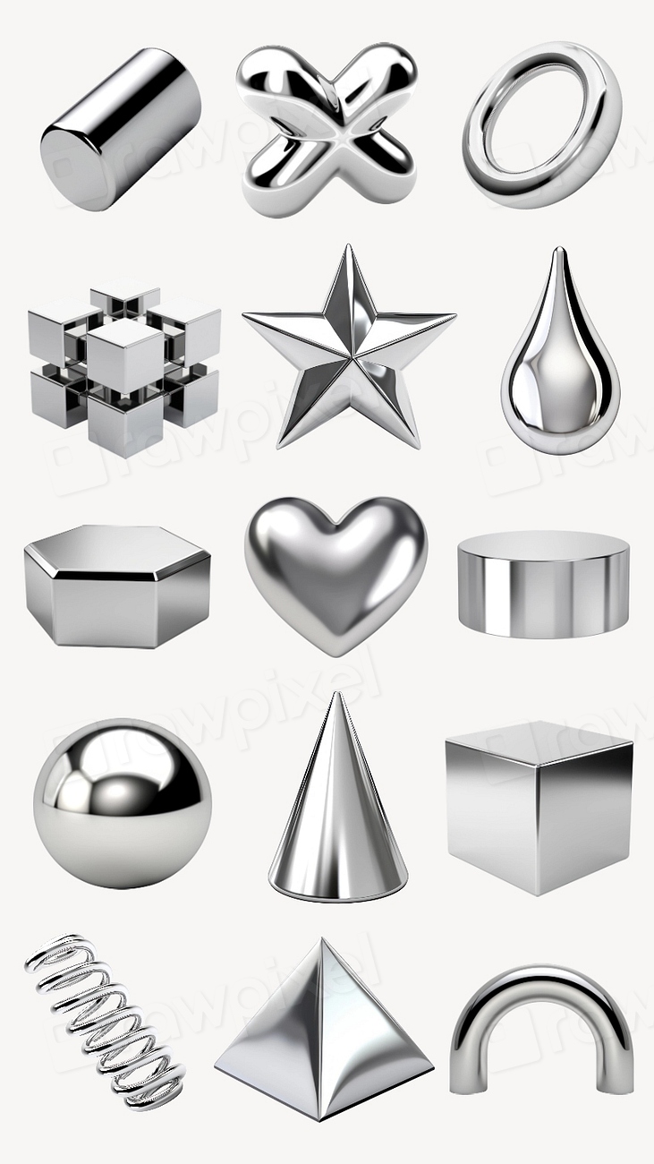 3D metallic chrome shape element | Premium Editable Design - rawpixel