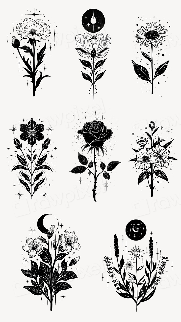Hand drawn mystical flower isolated | Premium Editable Design - rawpixel