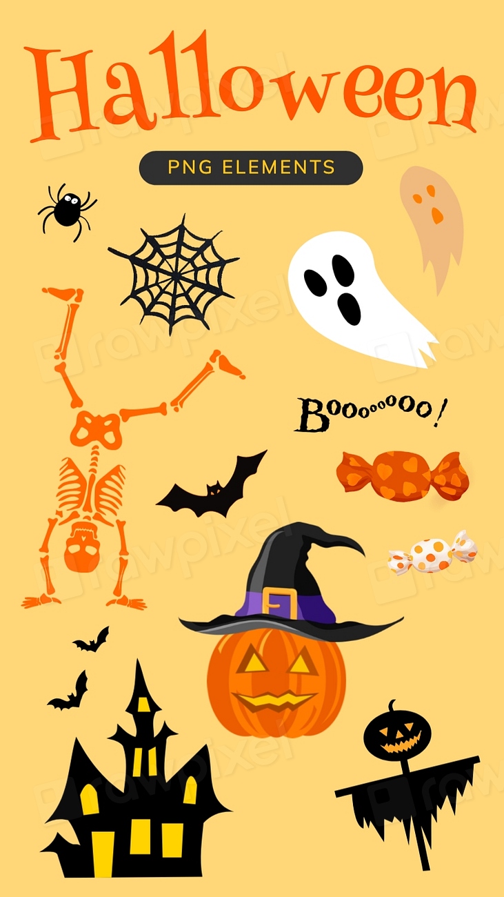 Editable spooky Halloween element set | Premium Editable Design - rawpixel