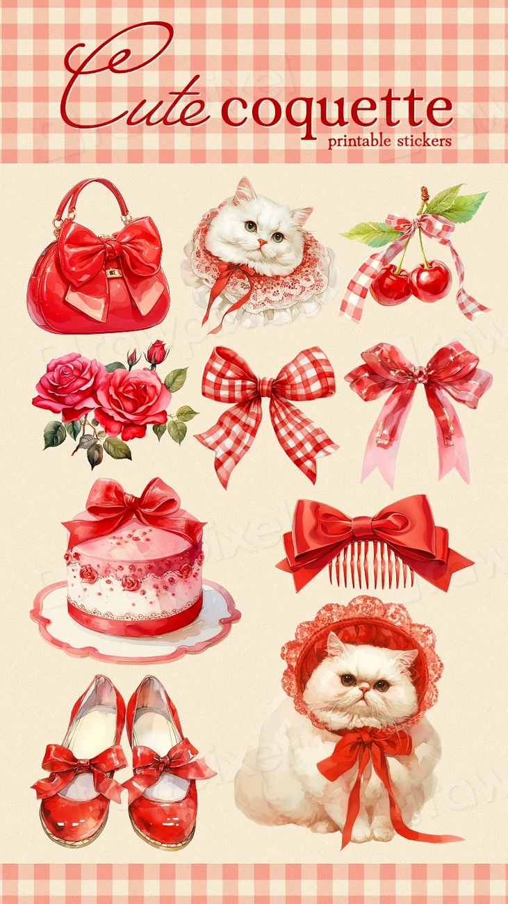 Editable watercolor red coquette element | Premium Editable Design ...